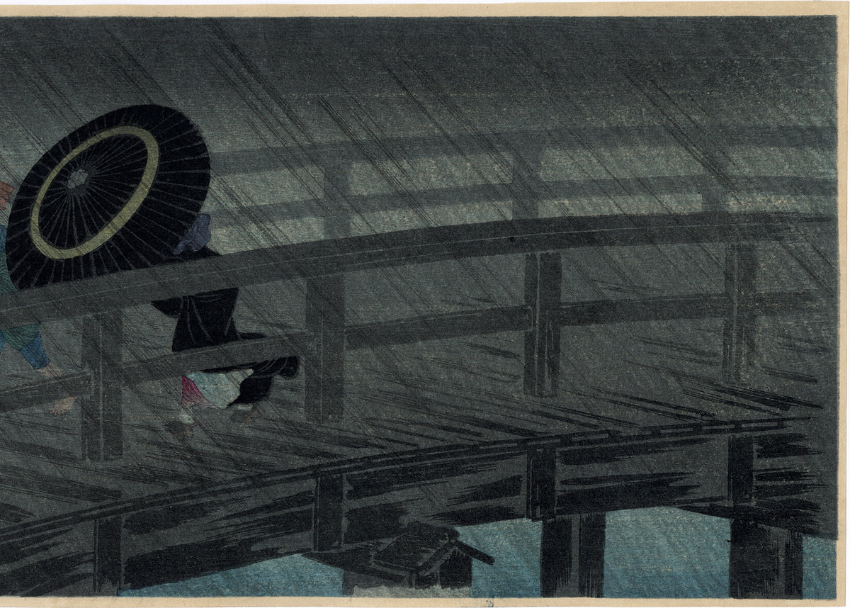 Takahashi Hiroaki (Shôtei) 高橋松亭 弘明: Rain on Izumi Bridge (Sold ...